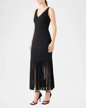 Akris Fringe-hem Maxi Dress - Black