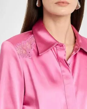 Ramy Brook Serena Satin Button-front Shirt - Pink Garne