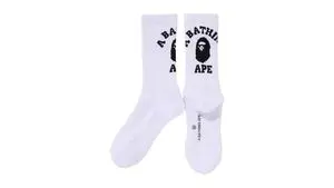 A BATHING APE College Socks - White