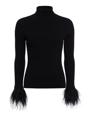 MARIE OLIVER Tucker Feather Trim Top