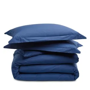 PETITE PLUME Luxe Premium Percale Solid Duvet Set, Queen - Navy