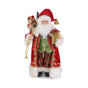 KAREN DIDION ORIGINALS Lighted Traditional Tartan Santa Figurine - No Color
