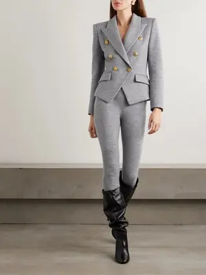 Balmain Wool-blend Jersey Double-breasted Blazer