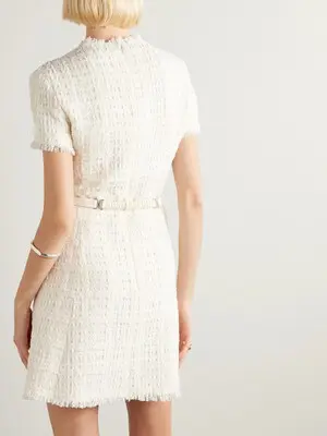 Versace Belted Metallic Cotton-blend Tweed Mini Dress