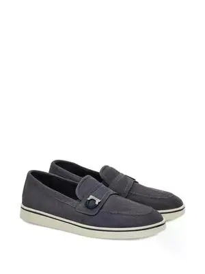 FERRAGAMO Gancini-detail Suede Boat Shoes