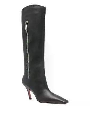 Amina Muaddi Mona Side-zip Square-toe Boots - Black