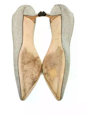 SERGIO ROSSI Glitter Pointed-toe Kitten Heel Pumps