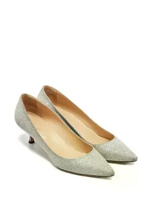 SERGIO ROSSI Glitter Pointed-toe Kitten Heel Pumps
