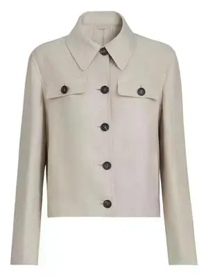 Brunello Cucinelli Long-sleeve Linen Jacket With Pockets - Neutrals