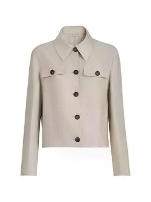 Brunello Cucinelli Long-sleeve Linen Jacket With Pockets - Neutrals