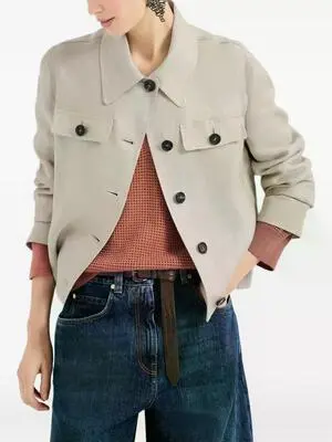 Brunello Cucinelli Long-sleeve Linen Jacket With Pockets - Neutrals