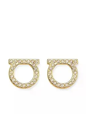 FERRAGAMO Gancini Crystal-embellished Earrings - Gold