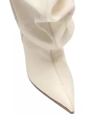 Balmain 75mm Slouchy Wedge Ankle Boots - White