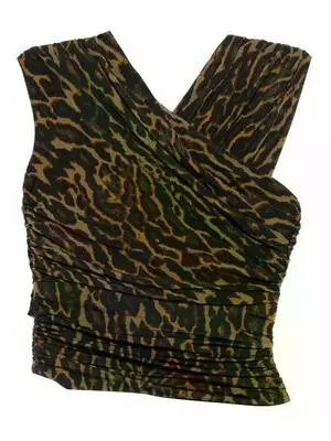 GANNI Leopard-print Gathered Blouse
