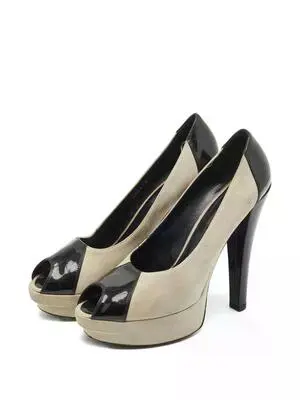 LOUIS VUITTON Patent-leather Platform Peep-toe Pumps