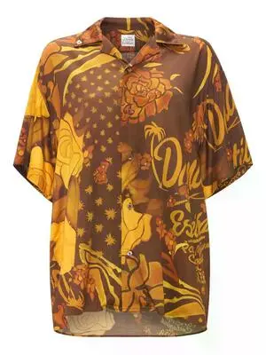 DONDE ESTEBAN Floral Print Short-sleeve Shirt - Brown