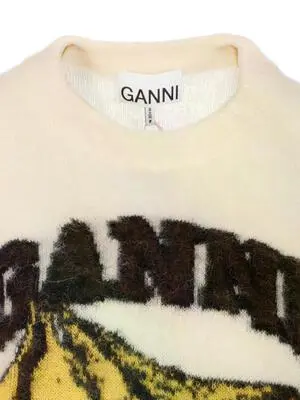 GANNI Banana Graphic T-shirt - Neutrals