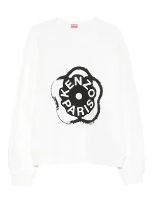 Kenzo Floral-logo Print Sweatshirt - White