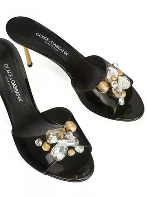 Dolce & Gabbana Keira Patent Leather Embellished Mules
