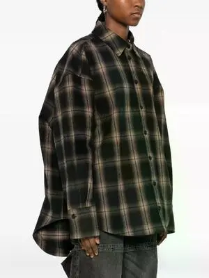 Attico Diana Checked Long-sleeve Shirt - Black