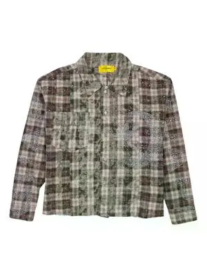GUAPI Crystal-embellished Plaid Shirt