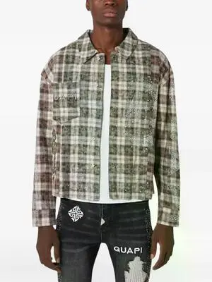 GUAPI Crystal-embellished Plaid Shirt