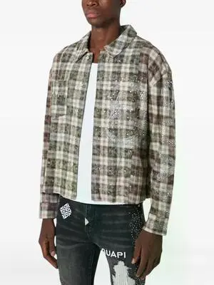 GUAPI Crystal-embellished Plaid Shirt
