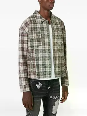 GUAPI Crystal-embellished Plaid Shirt