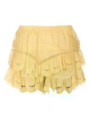 MARANT ETOILE Jocadia Embroidered Ruffled Mini Skirt - Yellow