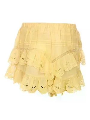 MARANT ETOILE Jocadia Embroidered Ruffled Mini Skirt - Yellow