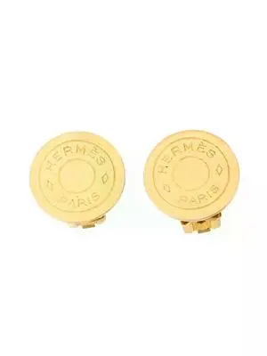 Hermès Logo Stud Clip-on Earrings - Metallic