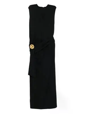 JIL SANDER V-neck Draped Maxi Dress