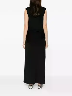 JIL SANDER V-neck Draped Maxi Dress