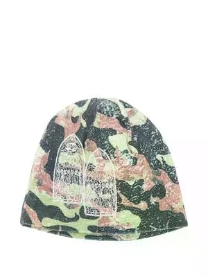 WHO DECIDES WAR BY EV BRAVADO Flame Camouflage Embroidered Beanie - Green