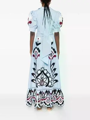 Farm Rio Embroidered Puff-sleeve Maxi Dress