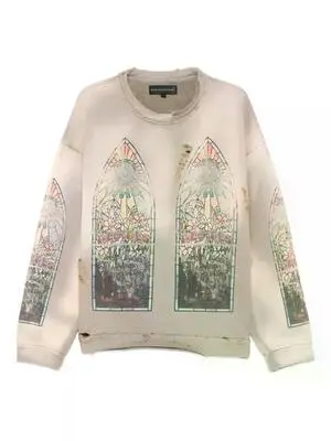 WHO DECIDES WAR BY EV BRAVADO Graphic Distressed Crew-neck