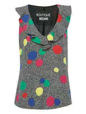 Moschino Polka-dot Ruffle Blouse