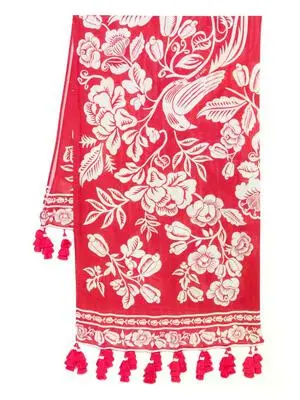 Farm Rio Bird Floral-print Beach Cover-up - Red