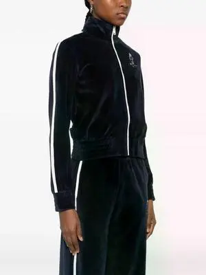 SPORTY & RICH Sleeve-stripe Zipped Sweatshirt - Blue