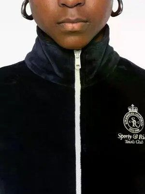 SPORTY & RICH Sleeve-stripe Zipped Sweatshirt - Blue