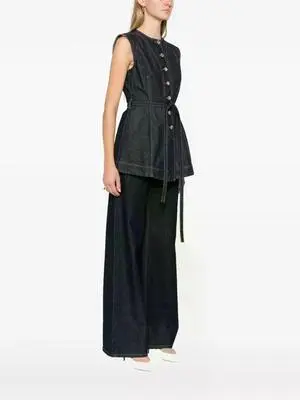 Sportmax Belted Denim Top - Blue
