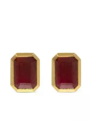 AZLEE Ruby Stud Earrings - Gold