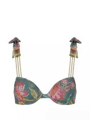 DEL MAAR Ceiri Floral-print Bikini Top - Blue