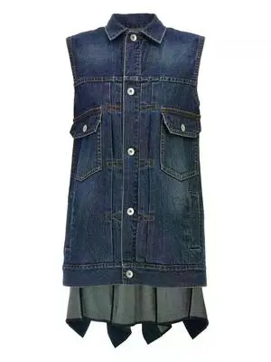 Sacai Ruffled Denim Mini Dress