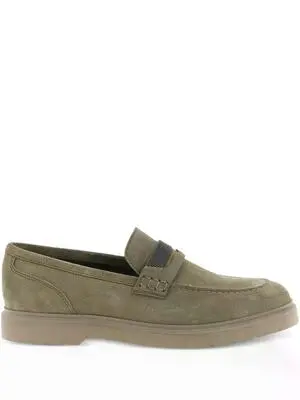 Brunello Cucinelli Monili-detail Suede Loafers - Green