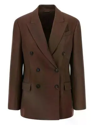 Brunello Cucinelli Peak Lapels Double-breasted Blazer - Brown
