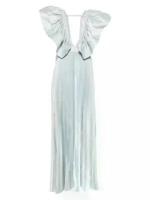 L'IDEE Ventoux Ruffled V-neck Gown - Blue