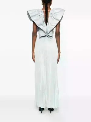 L'IDEE Ventoux Ruffled V-neck Gown - Blue