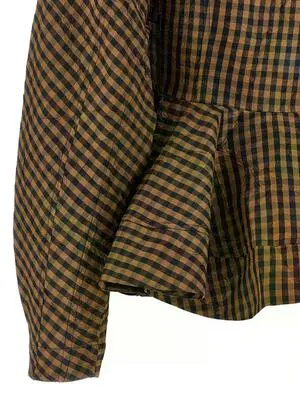 GANNI Crinkled Check-print Shirt - Neutrals