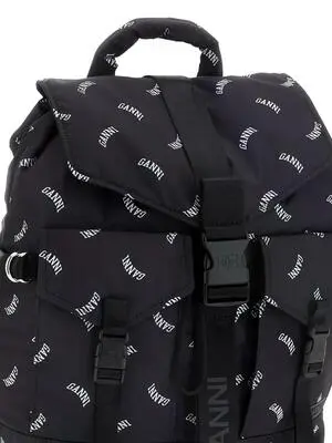 GANNI Logo-print Buckle Backpack